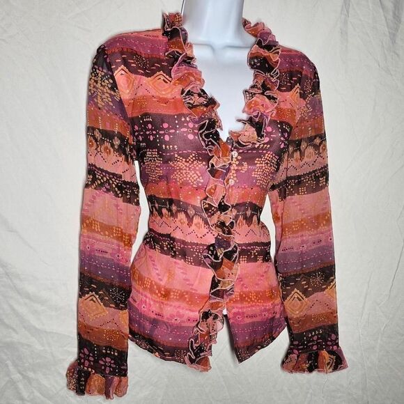 Source Unknown | Tops | Vintage Y2k 200s Whimsigoth Fairy Silk Ruffle ...